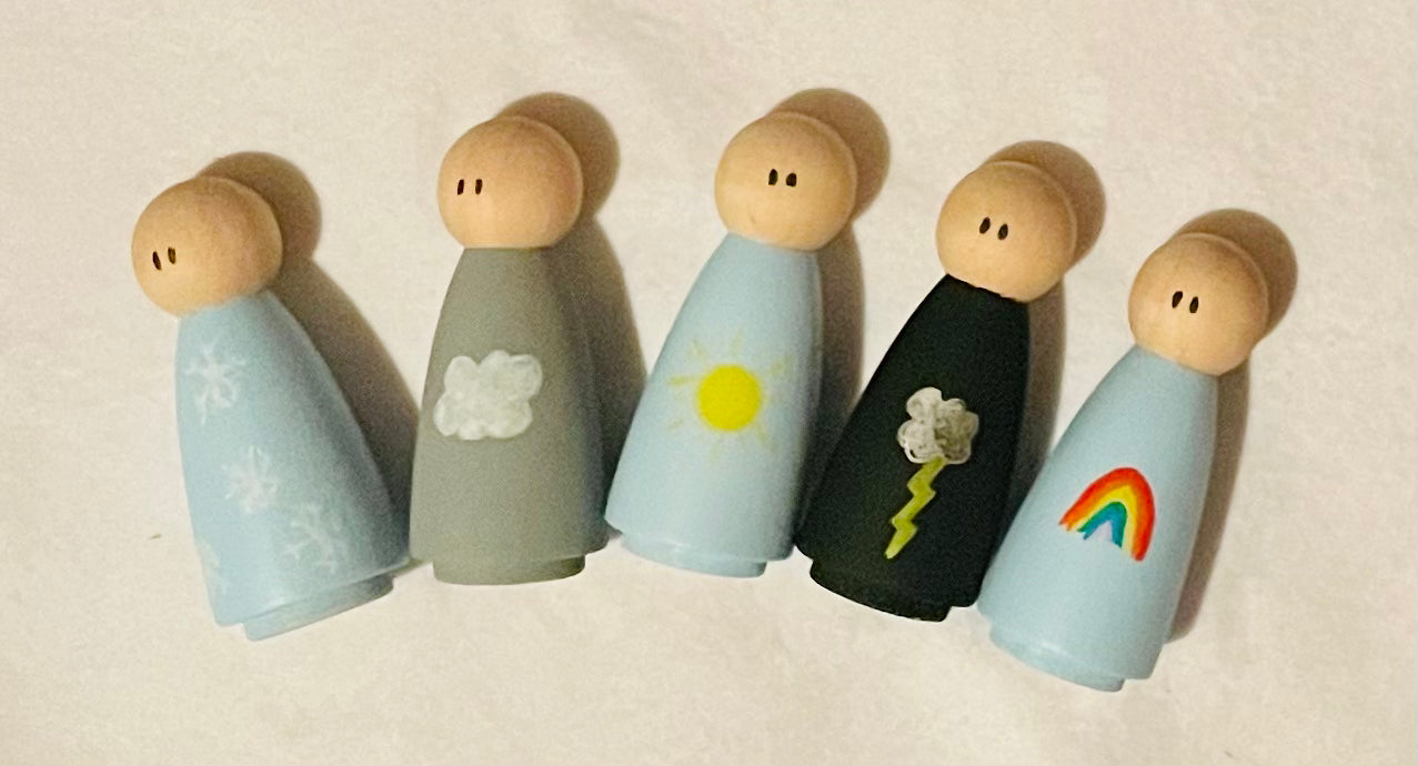 3.5” Weather Peg Doll Set – Whimsical Wooden Boutique